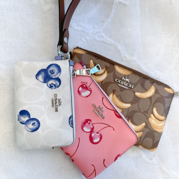 Coach | Bags | Nwt Coach Corner Zip Trio In Signature Canvas With Fruit ...